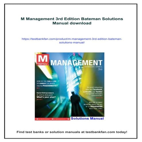 M Management 3rd Edition Bateman Solutions Manual | PDF
