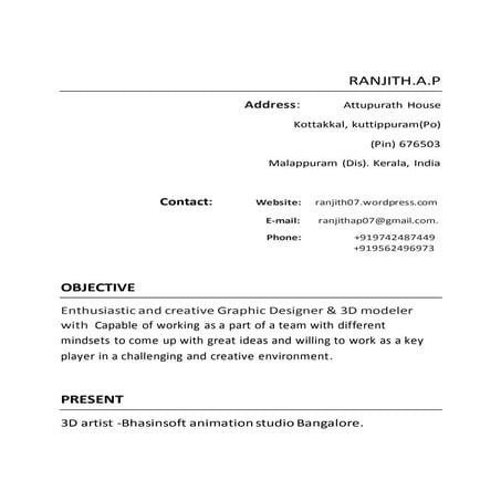 Ranjith Resume update 2016 | PDF
