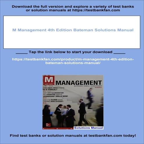 M Management 4th Edition Bateman Solutions Manual | PDF