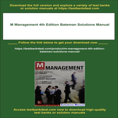 M Management 4th Edition Bateman Solutions Manual | PDF