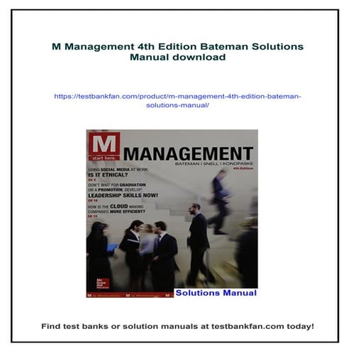 M Management 4th Edition Bateman Solutions Manual | PDF