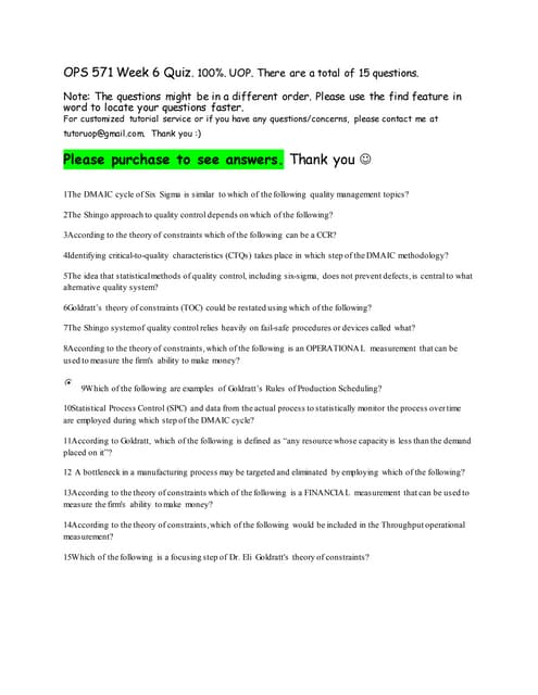 Week six quiz answers | PDF