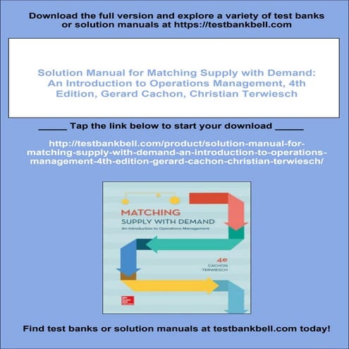 Solution Manual for Matching Supply with Demand: An Introduction to Operations Management, 4th ...