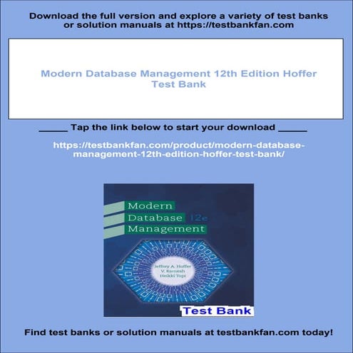 Modern Database Management 12th Edition Hoffer Test Bank | PDF
