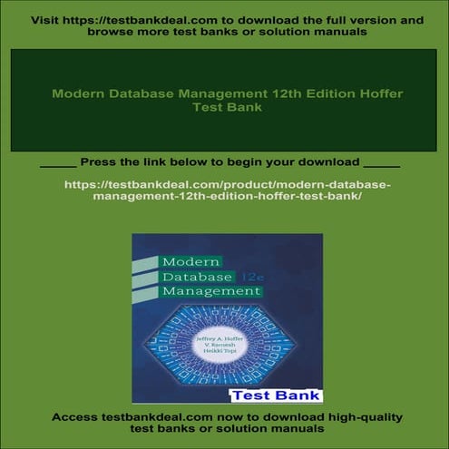 Modern Database Management 12th Edition Hoffer Test Bank | PDF