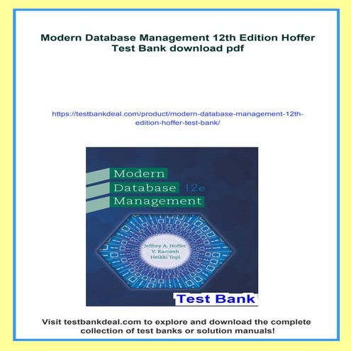 Modern Database Management 12th Edition Hoffer Test Bank | PDF