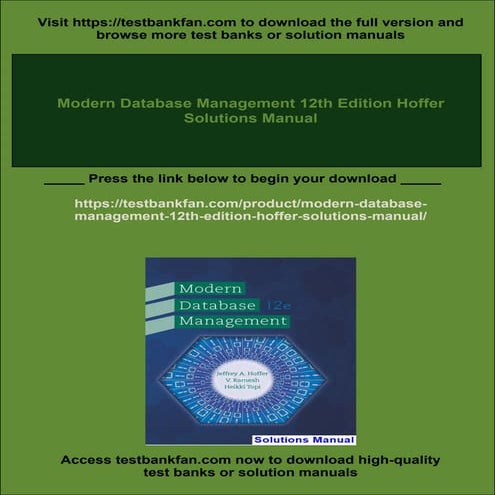 Modern Database Management 12th Edition Hoffer Solutions Manual | PDF