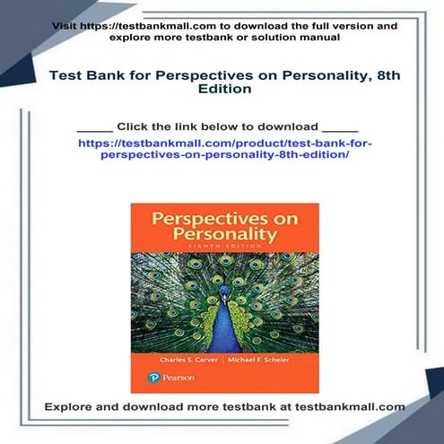 Test Bank for Perspectives on Personality, 8th Edition 2024 scribd ...