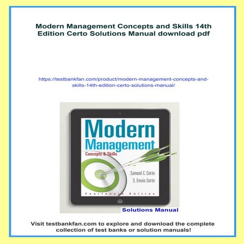 Modern Management Concepts and Skills 14th Edition Certo Solutions Manual | PDF