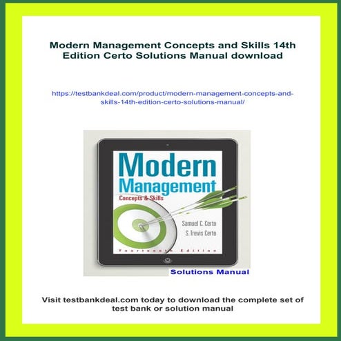 Modern Management Concepts and Skills 14th Edition Certo Solutions ...