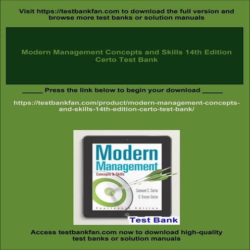 Modern Management Concepts and Skills 14th Edition Certo Test Bank | PDF