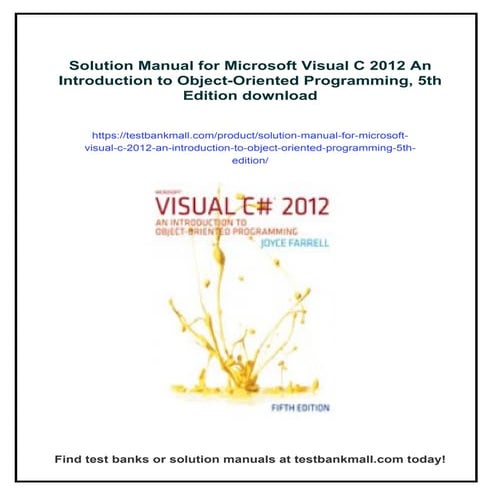 Solution Manual for Microsoft Visual C 2012 An Introduction to Object-Oriented Programming, 5th ...