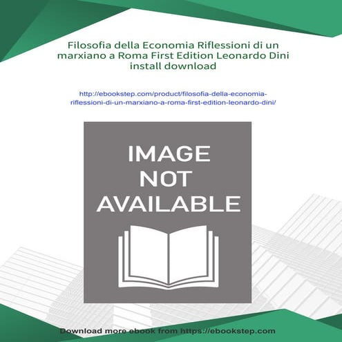 Filosofia della Economia Riflessioni di un marxiano a Roma First ...