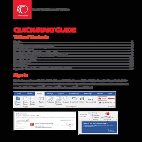 Lexis(R) for Microsoft(R) Office on Office 365 Quick Start Guide | PDF