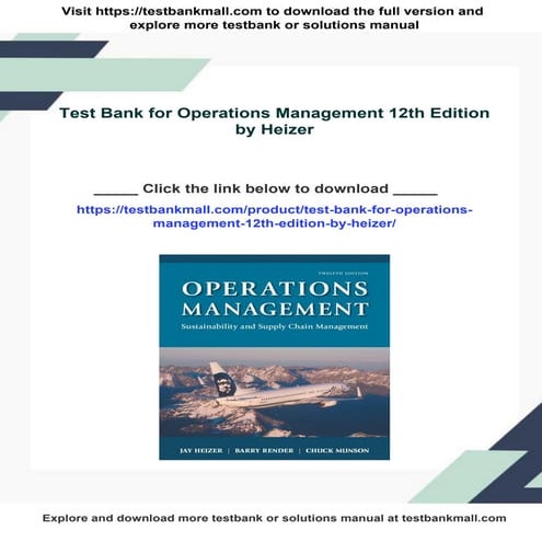 Test Bank for Operations Management 12th Edition by Heizer | PDF
