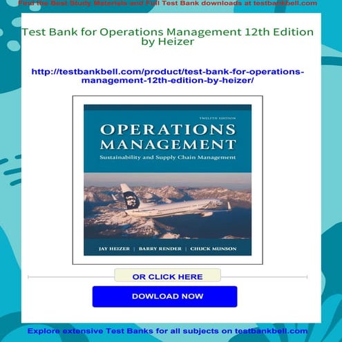 Test Bank for Operations Management 12th Edition by Heizer | PDF