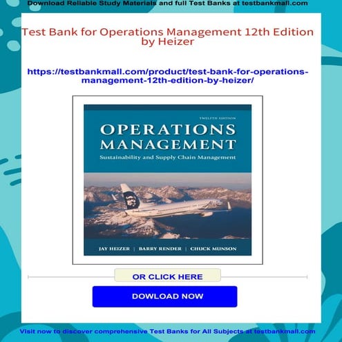 Test Bank for Operations Management 12th Edition by Heizer | PDF