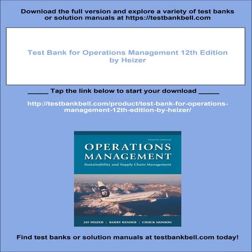 Test Bank for Operations Management 12th Edition by Heizer | PDF