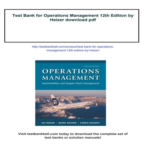 Test Bank for Operations Management 12th Edition by Heizer | PDF