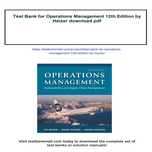 Test Bank for Operations Management 12th Edition by Heizer | PDF