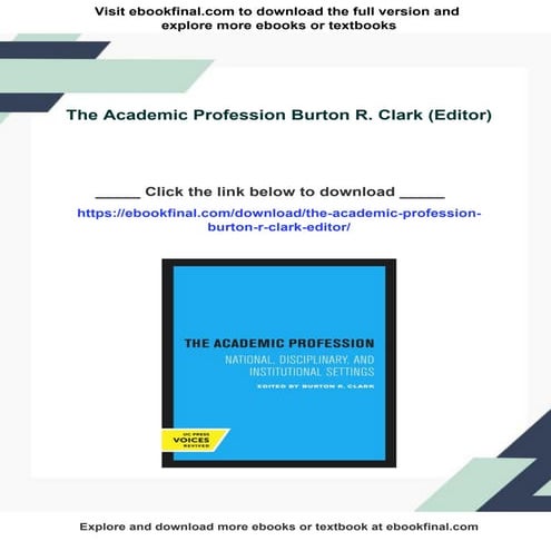 The Academic Profession Burton R. Clark (Editor) | PDF