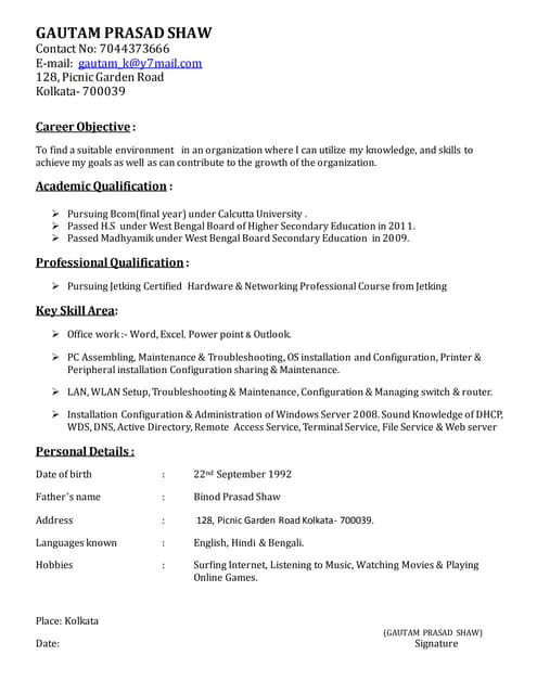 Sam resume | DOCX | Computing | Technology & Computing