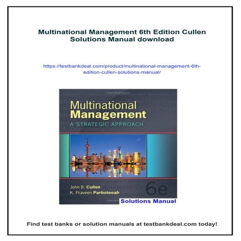 Multinational Management 6th Edition Cullen Solutions Manual | PDF