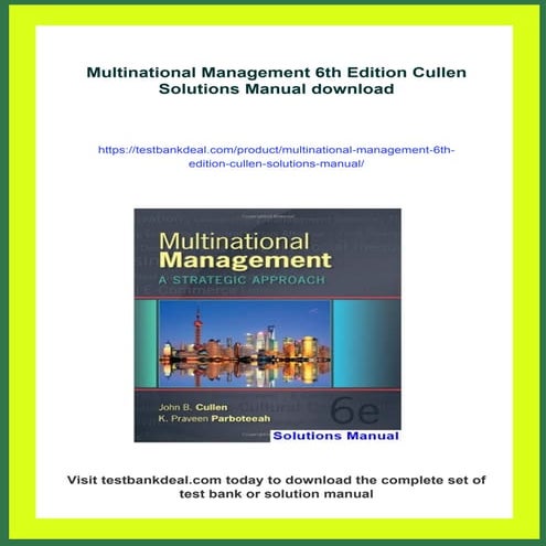 Multinational Management 6th Edition Cullen Solutions Manual | PDF