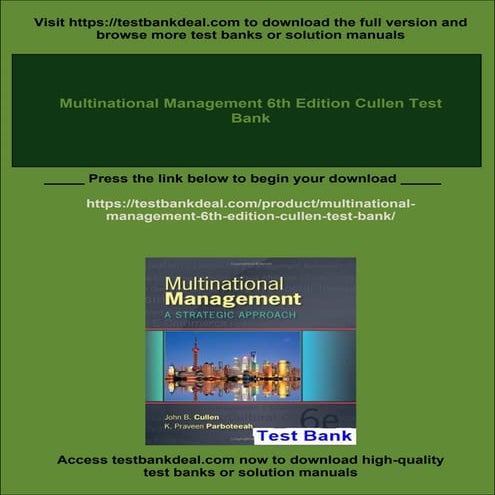 Multinational Management 6th Edition Cullen Test Bank | PDF