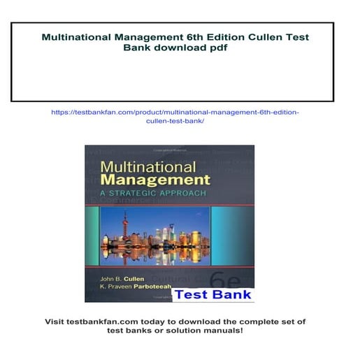 Multinational Management 6th Edition Cullen Test Bank | PDF