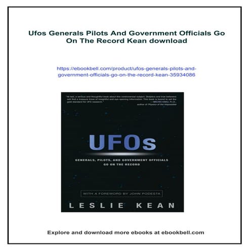 Ufos Generals Pilots And Government Officials Go On The Record Kean | PDF
