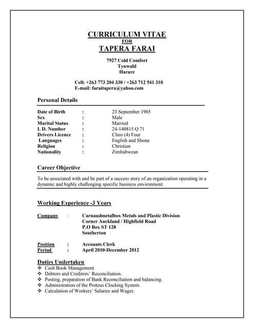 CURRICULUM VITAE. afrikaans docx | DOCX