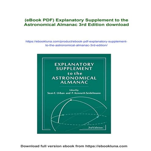 (eBook PDF) Explanatory Supplement to the Astronomical Almanac 3rd ...