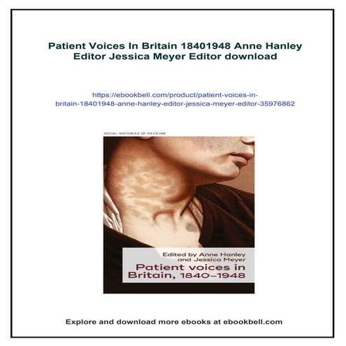 Patient Voices In Britain 18401948 Anne Hanley Editor Jessica Meyer ...