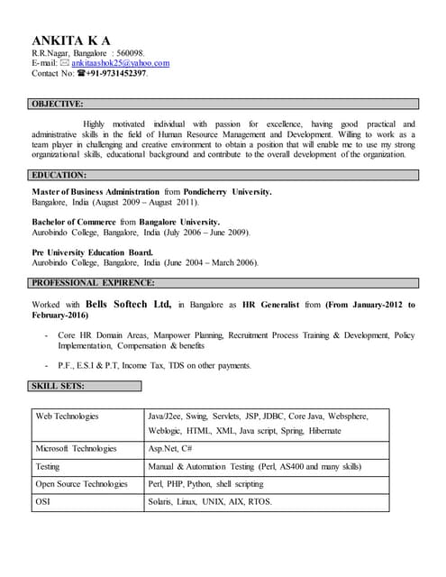Resume | PDF | Human Resources | Business