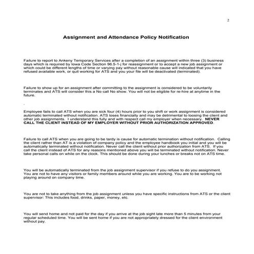 Assignment and Attendance Policy Notificationx 5-13-09 | DOC