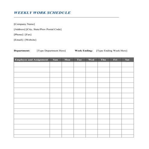 Copy of Weekly Work Schedule | DOC