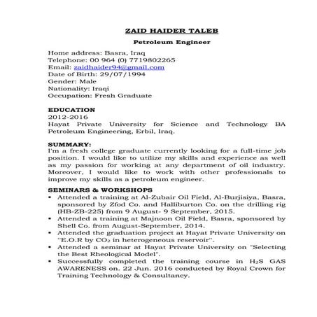 ZAID HAIDER CV Completed (4) | PDF