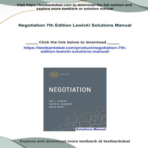 Negotiation 7th Edition Lewicki Solutions Manual all chapter instant download | PDF