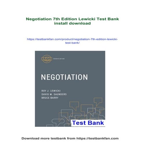 Negotiation 7th Edition Lewicki Test Bank | PDF