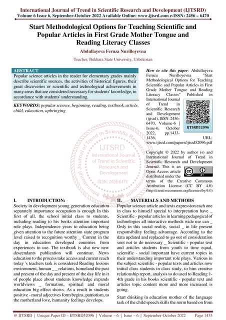 Methodology of Teaching Examples of Ethnopedagogy in Mother Language and Reading Literacy ...