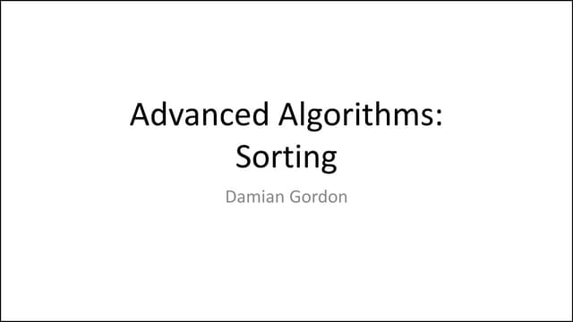 Advanced Sorting Algorithms | PPT Advanced Sorting Algorithms | PPT