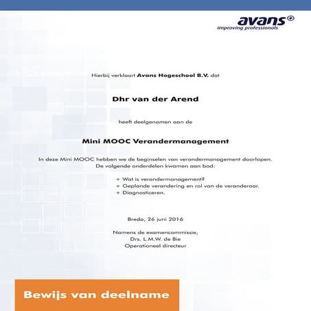 18. Mini MOOC Verandermanagement-Certificaat | PDF