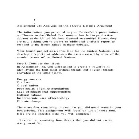 17Assignment 3b Analysis on the Threats Defense Argument | DOCX