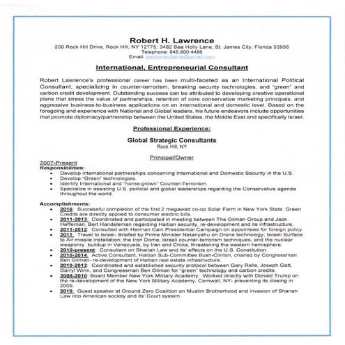 Update Robert H. Lawrence Resume. Year 2016 (1) | PDF