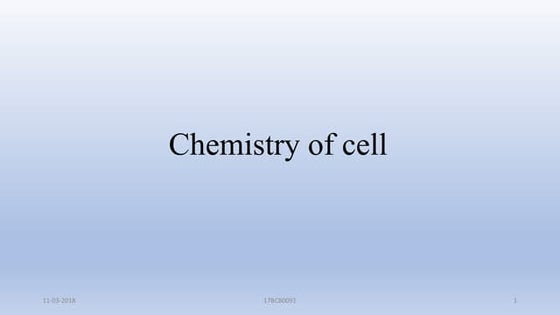The Chemistry Of The Cell | PPT