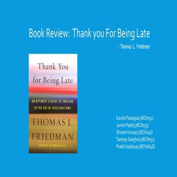 Book review : thank you for being late | PPTX