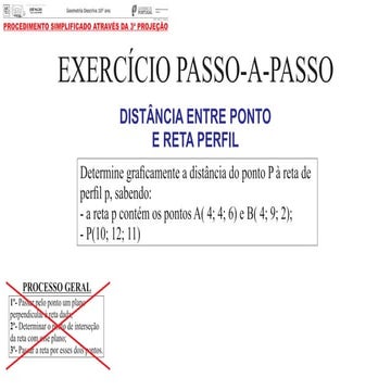 Distância de ponto a reta de perfil com rebatimento (Triédrica) | PDF