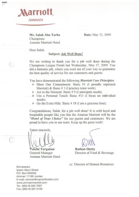 Marriott Thank You | PDF