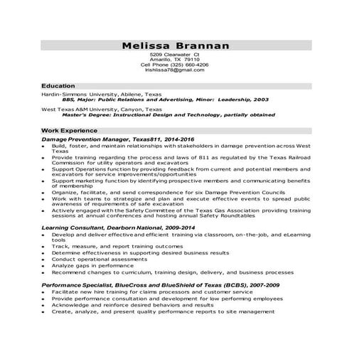 Melissa Brannan resume | DOCX